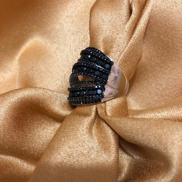 Jewelry | 57ctw Black Spinel Crossover Band Ring | Poshmark